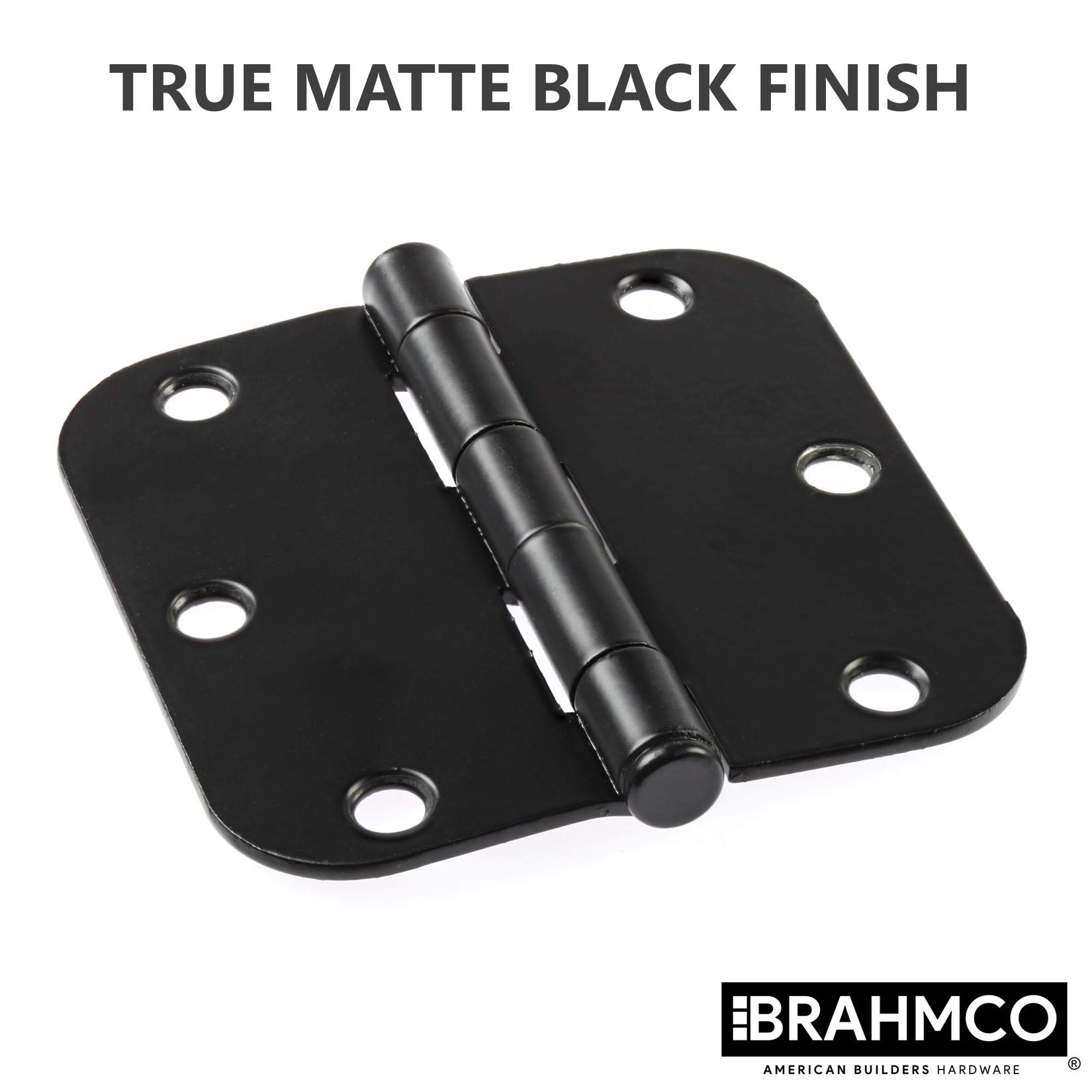 Brahmco 18 Pack | 3.5" Matte Black Door Hinges: 3.5 Inch x 3 1/2 Inch (5/8 Inch Radius Corner) Interior Door Hardware