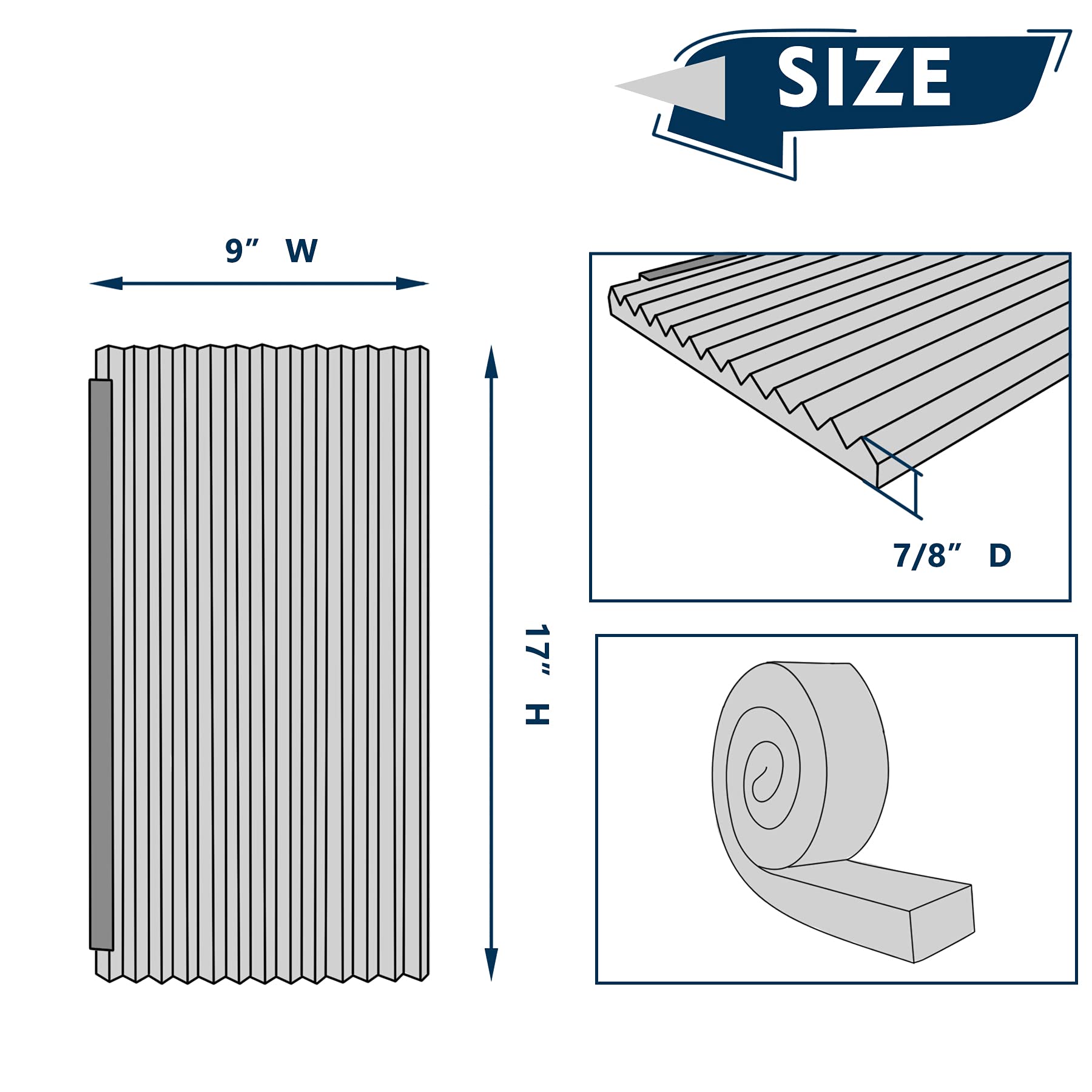 Pearwow Window Air Conditioner Foam Insulation Panels,17 x 9 x 7/8 Inch AC Side Insulating Panel Kits with Window AC Foam Seal Strip Insulation,3.2 ft x 1 Roll
