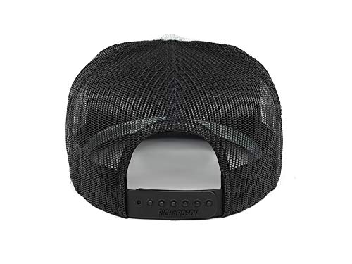Branded Bills ‘The Salute' USA Flag Leather Patch Hat Flat Trucker - One Size Fits All (Heather Grey/Black)