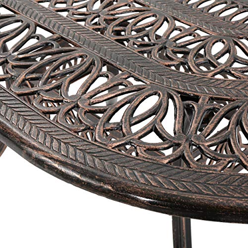 Christopher Knight Home Tucson Cast Aluminum Dining Table, Shiny Copper