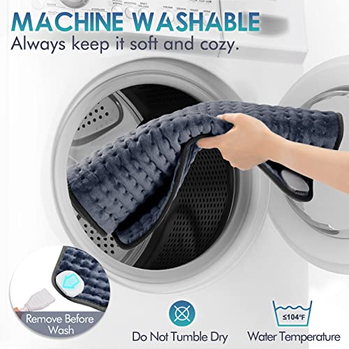 DAILYLIFE Heating Pad 20"x24" for Pain Relief, Microplush Electric Heating Pads with 6 Heat Settings, Fast-Heating Technology, Auto Shut Off, Great for Back, Neck, and Cramps, Deep Blue