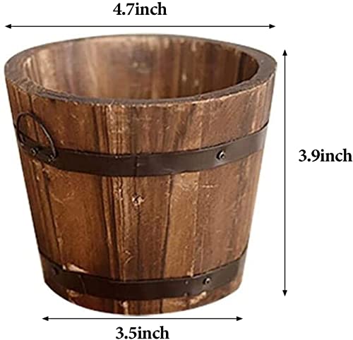 CoscosX 3 Pcs Rustic Wooden Bucket Flower Planter Patio Garden Backyard Planter Outdoor Indoor Home Decor