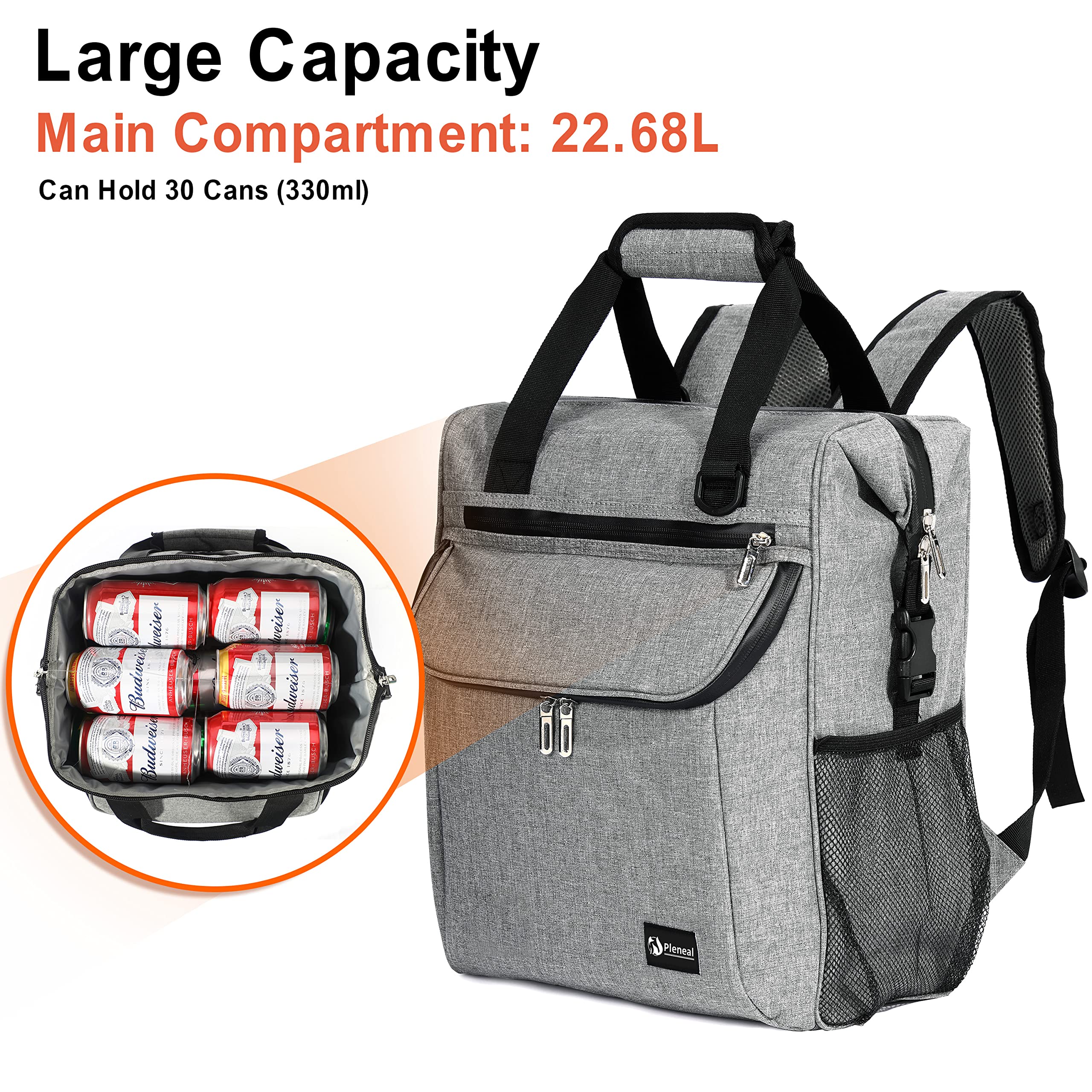 Backpack Cooler - 30 Cans Lightweight Insulated Cooler Backpack Leak-Proof for Lunch Picnic Fishing Hiking Camping Park Beach