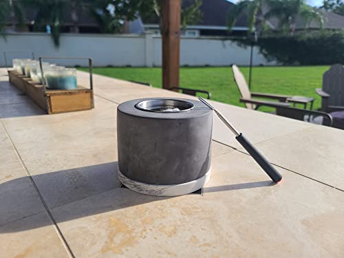 Davis&Company Concrete Tabletop Fire Pit - Bundle Kit - Isopropyl Fire Pit, with Roasting Sticks, Mini Personal Fireplace for Indoor & Patio - Ethanol Fuel, with Portable Fuel Funnel