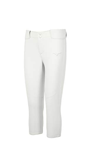 Mizuno girls Belted Stretch Fastpitch Softball Pant , White, Small