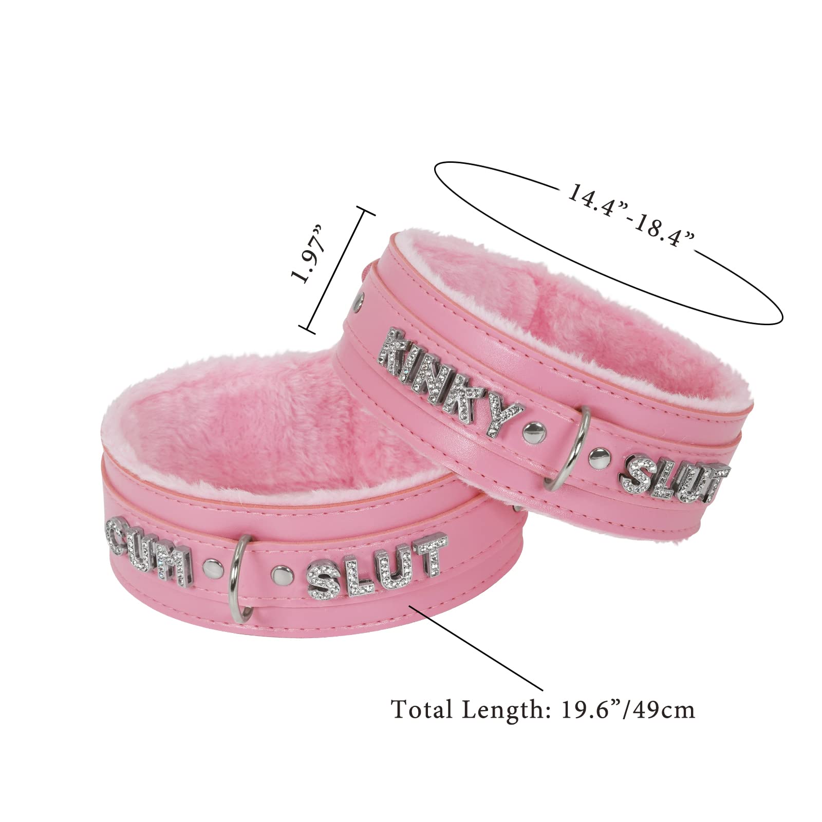 paloli Pink Choker Necklace for Women Leather Collar Fluffy Punk Leash Neck Choker Gothic Cosplay Sexy Jewelries