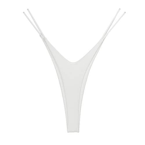 Cotton G String Thongs For Women Sexy Seamless Low Waist Panties High Slit Soft Underwear(XS, White)