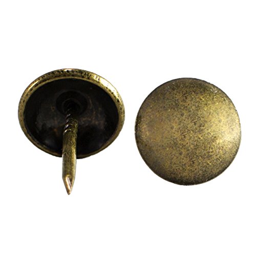 Decotacks 100 Pcs/Box Upholstery Tacks Upholstery Nails ∅7/16" Head x 1/2" Long Shank Antique Brass DX0511AB