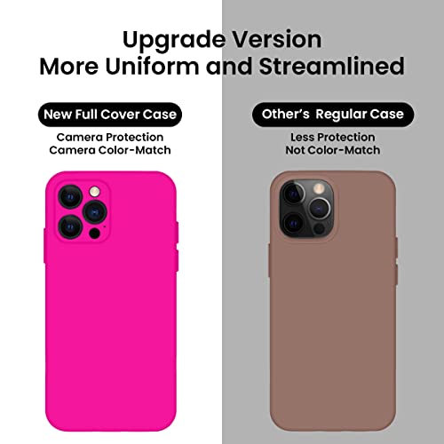 Cordking Designed for iPhone 13 Pro Max Case, Silicone Full Cover [Enhanced Camera Protection] Shockproof Protective Phone Case with [Soft Anti-Scratch Microfiber Lining], 6.7 inch, Hot Pink