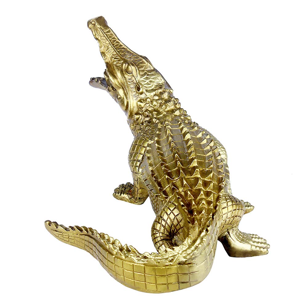 BRASSTAR Brass Crocodile Statue 9.8β(H) Egyptian Oriental Sculpture Home Garden Ornament Handcraft Alligator Gift Collection PTZY013