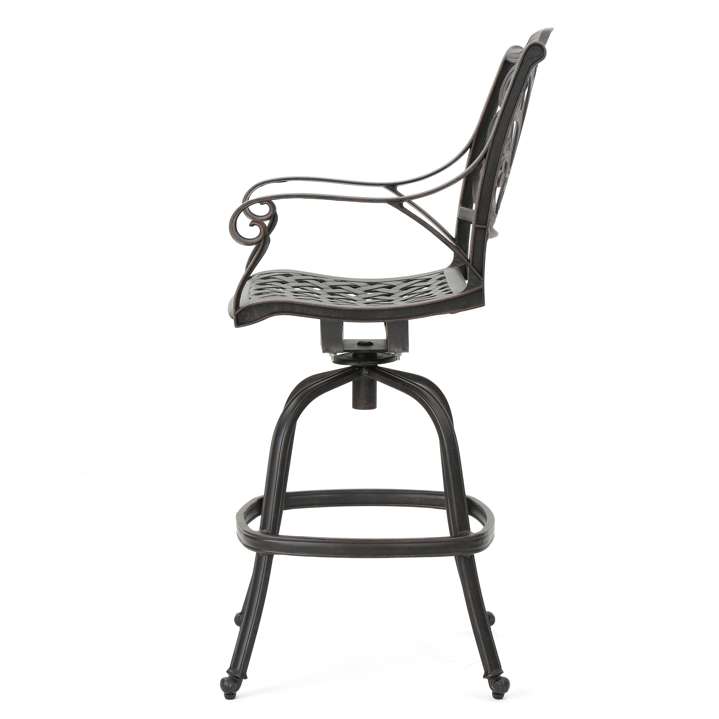 Christopher Knight Home Alfresco Outdoor Bronze Finished Cast Aluminum Barstools, 2-Pcs Set, Bronze