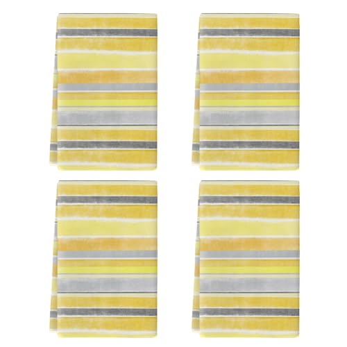 Beisseid Kitchen Dish Towels Ombre Yellow Grey Stripe Dish Cloth Fingertip Hand Towels Geometric Design Super Absorbent Soft Cotton Tea Towel 4 PCS
