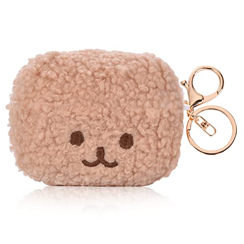 Cute AirPod Pro Case Cartoon Fur Fluffy Bear Design with Keychain Lovely Plush Cover Compatible with AirPods Pro Case for Women and Kids