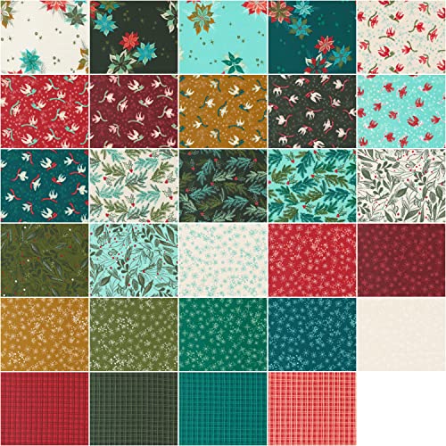 Moda Fabrics Cheer & Merriment Charm Pack by Fancy That Design House; 42-5'' Precut Fabric Quilt Squares, Assorted, 5 Inches
