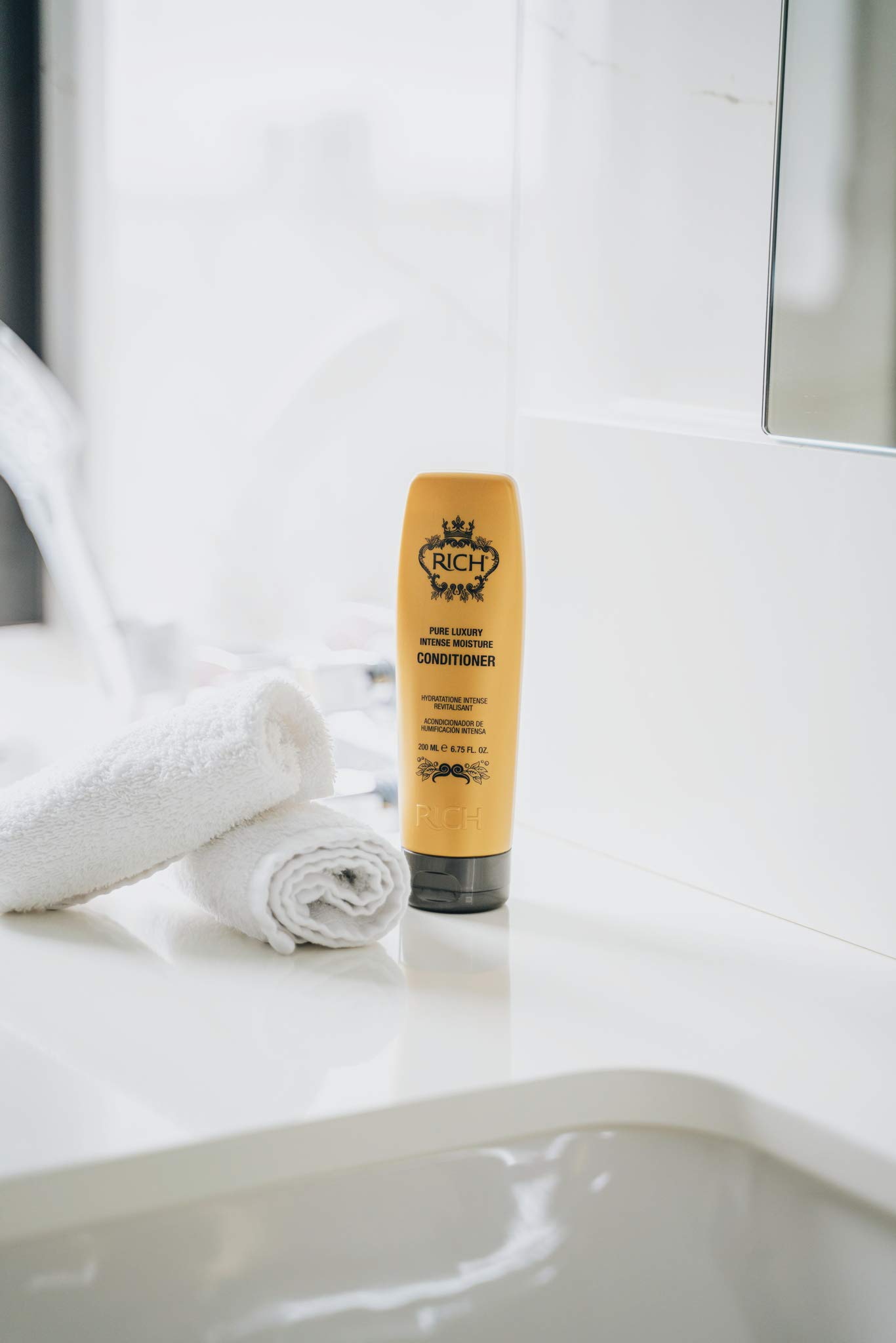 RICH Pure Luxury Intense Moisture Conditioner for Damaged & Dry Hair - Moisturizing & Smoothing, Anti-frizz, Prevents Split Ends - Marula Oil & Cherry Blossom Extract - 6.75 oz