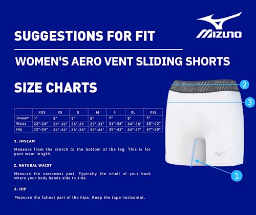 Mizuno Women's Aero Vent Padded Sliding Short, Grey, Small