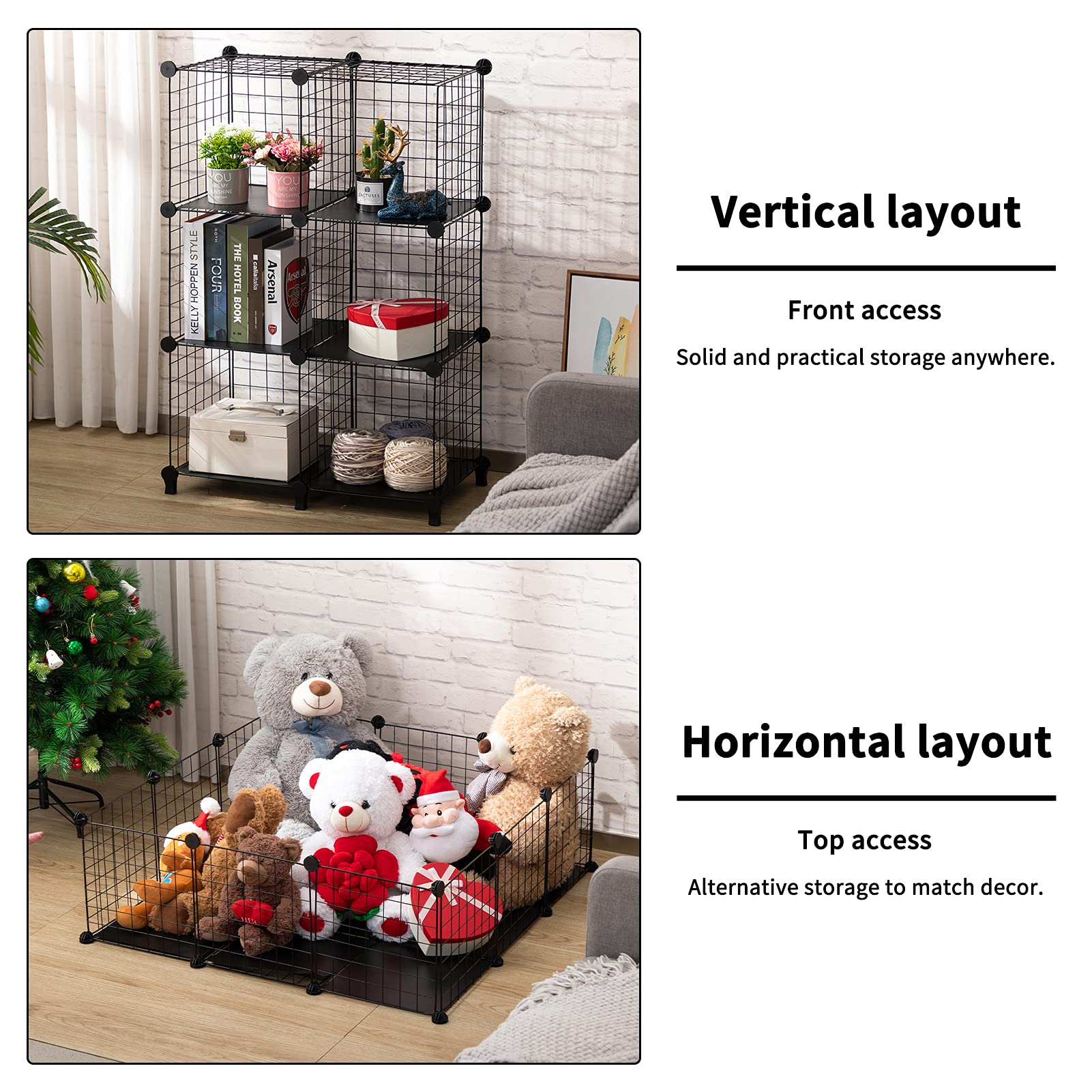 PARANTA Wire Cube Storage Organizer, 6 Cube Bookshelf, Stackable Storage Bins, Closet Organizer and Storgae, Multi-use DIY Standing Shelf Units for Book,Toys,Clothes,Tools