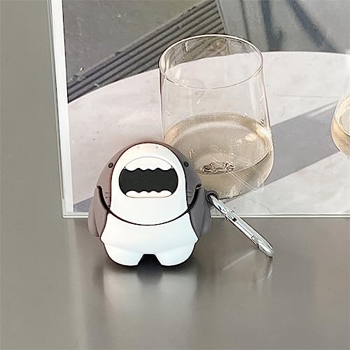 Earphone Case for Oppo ENCO Air3,Cute Cartoon Silicone Wireless Bluetooth Headphone Protector Cover for Oppo enco air 3 with Keychain (Shark)