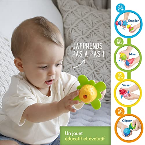 Lalaboom 12 Piece Baby Toddler Beads β Montessori Educational Shape and Color STEM Construction Toy 10 Months to 3 Years - BL100, Multicolor