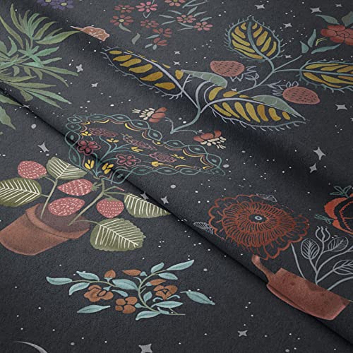 PATCHWORK Botanical Moon Phase Tapestry, Moonlit Garden Wall Hanging Nature Floral Plant Tapestries Mysterious Tapestry Gift Art Home Bedroom Decor Living Room (51.2 inch x 59.1 )