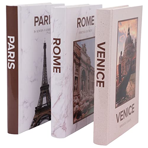 Decorative Books for Home Decor - Set of 3 Beautiful Decor Books for Coffee Table - Hardcover Fashion Designer Books Decor - Best Display Books for Coffee Tables/Shelves/Living Room(Paris/Venice/Rome)