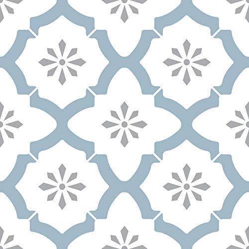 FloorPops FP2943 Alfama Peel & Stick Floor Tiles, Multicolor, Blue