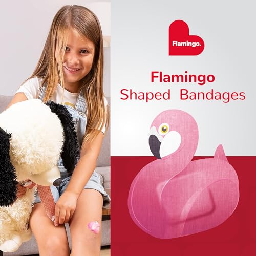 BioSwiss Bandages, Flamingo Shaped Self Adhesive Bandage, Latex Free Sterile Wound Care, 50 Count