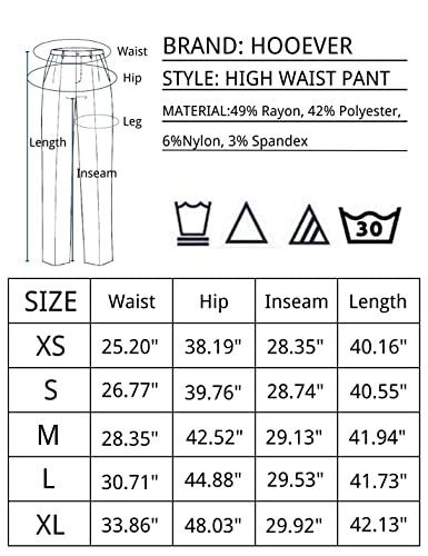 Hooever Womens Casual High Waisted Wide Leg Pants Button Up Straight Leg Trousers(White-L)