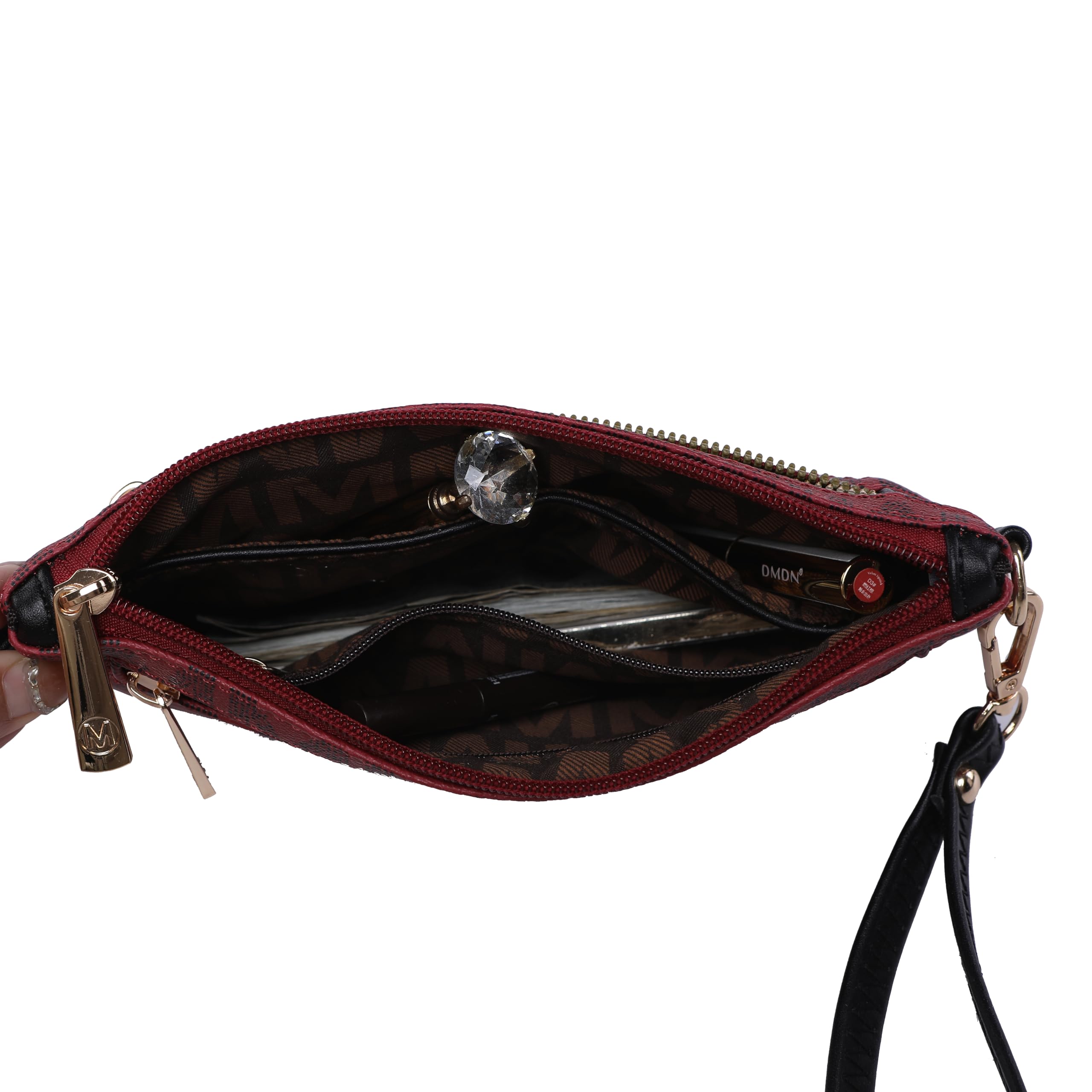 MKF 2 in 1 Crossbody Bags for Women, Wristlet Purse - Ladys Small PU Leather Messenger Handbag - Adjustable Strap White