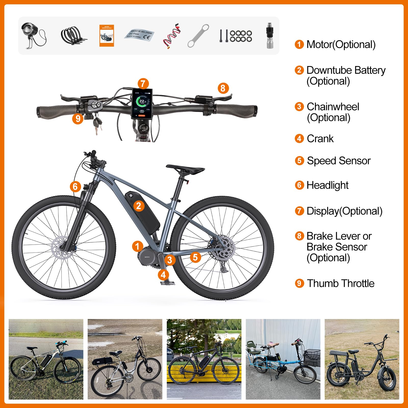 BAFANG 1000W Mid Drive Kit : BBSHD 52V Motor with 20Ah Shark Battery, 8Fun M615 Motor with DPC18 Display (5PAS)& 44T Chainring for BB 68mm, Electric Bike Conversion Kit for Mountain Road Ebike