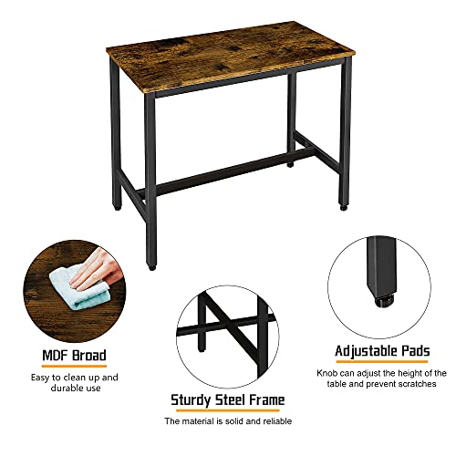 Hooseng Bar Table Set, 47" Pub Table High Table, Counter Dining Table with 2 Stools, 3 Piece Rectangle Kitchen Table Set Breakfast Bar Table for 2 Ideal for Kitchen, Living Room, Rustic Brown