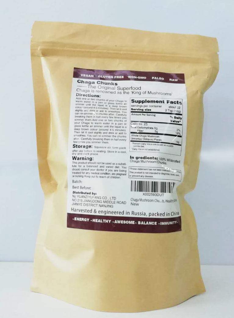 Chaga Mushroom Chunks - 8 ounce, 100% Wild Harvested with Black Top Crust, Premium Tea Chunks - Antioxidants, Healthy Drinks