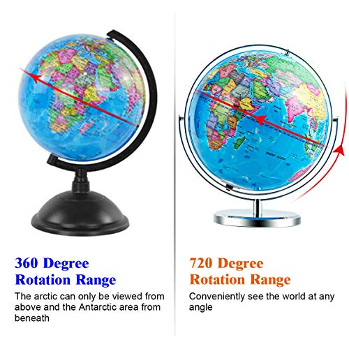 Goplus Desktop World Globe, Educational Geographic World Globe with LED Lights for Students Adults, 720° Rotation Decorative Globe, Easy to Read Labels Over 4000 Locations for Classroom, Office