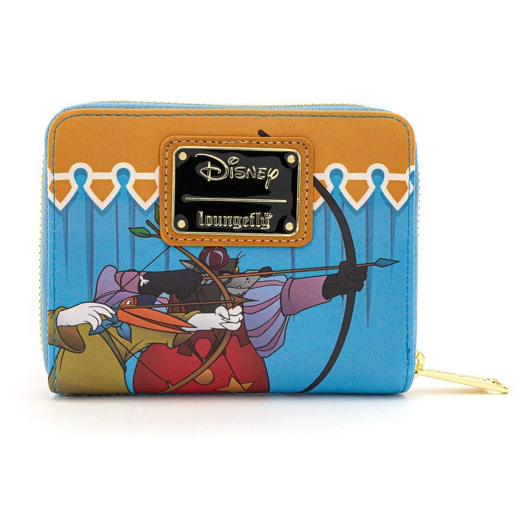 Loungefly x Disney Robin Hood Archery Tournament Zip-Around Wallet (Blue/Tan Multi, One Size)