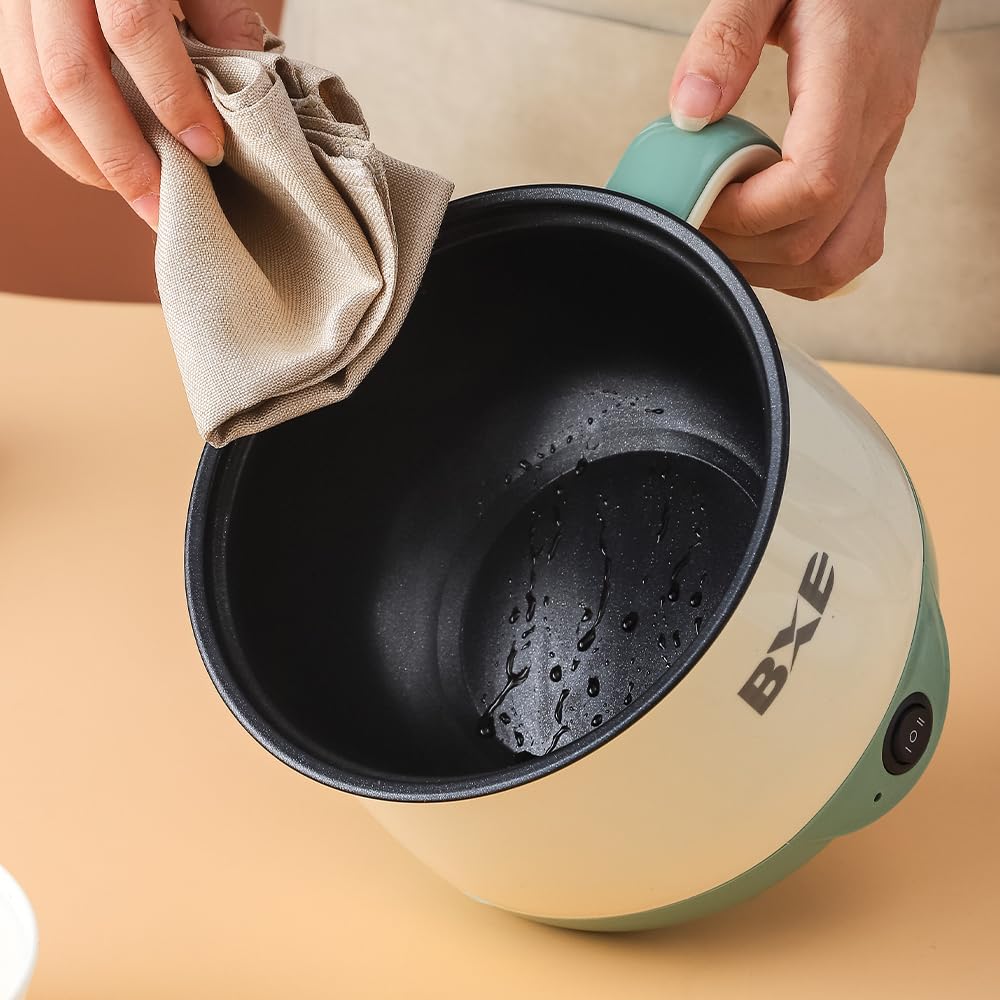 BXE 6-in-1 kitchen Electric Electric Hot Pot, Portable Multi Functional Travel Cooker Auto Power Off Rapid Heating Compact and Portable ,1.5L Rapid Noodles Cooker, Non-Stick Electric Pot Perfect for