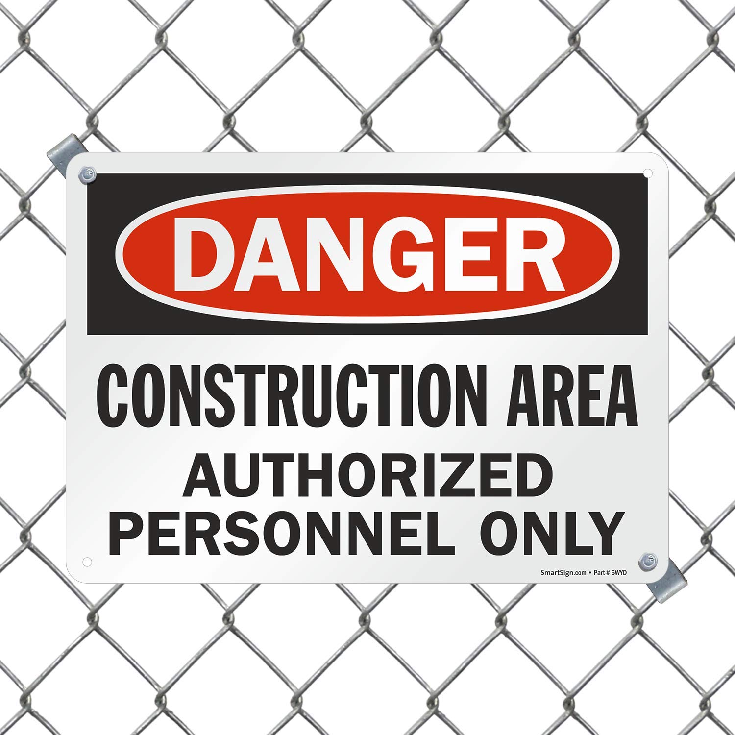 SmartSign - U9-1369-NP_10x14 "Danger - Construction Area, Authorized Personnel Only" Sign | 10" x 14" Plastic Black/Red on White