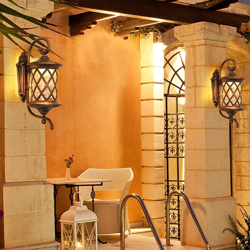 ZHDWOALG Farmhouse Chandelier Outdoor Wall Mount Light Fixture Waterproof Exterior Sconces with Aluminum Housing Wall Sconce Light Creative Wall Lantern for Patio, Deck, Yard, Garden, Path, Home Moder