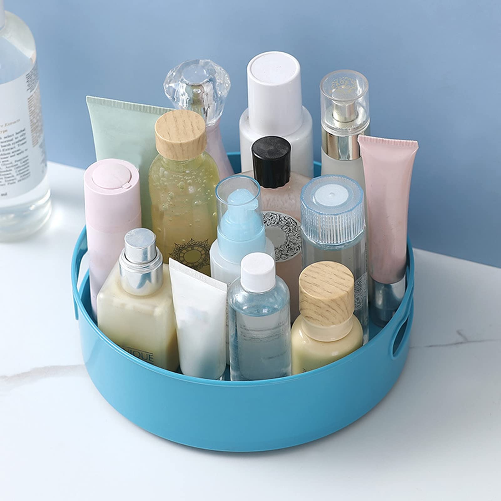 C-LARSS Lazy Susan, 360 Degree Rotating Multipurpose Storage Container, Turntable Organizer for Spice Fruit Cosmetic White