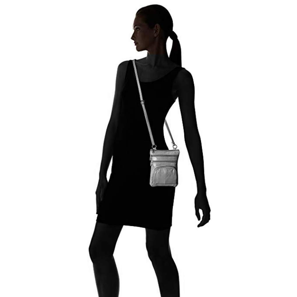 SILVERFEVER Women's Shoulder Crossbody Round RFID Pocket Small Genuine Leather Bag (Red)
