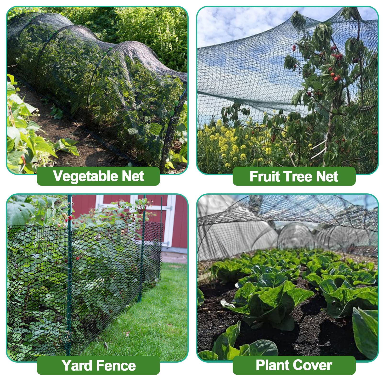 Bird Netting for Garden Protection, 13x32FT Garden Netting w/ 0.8" Mesh, Poultry Netting for Chicken Coop, Deer Fence Netting for Plants Fruit Trees Vegetables Against Birds, Squirrels, Other Animals
