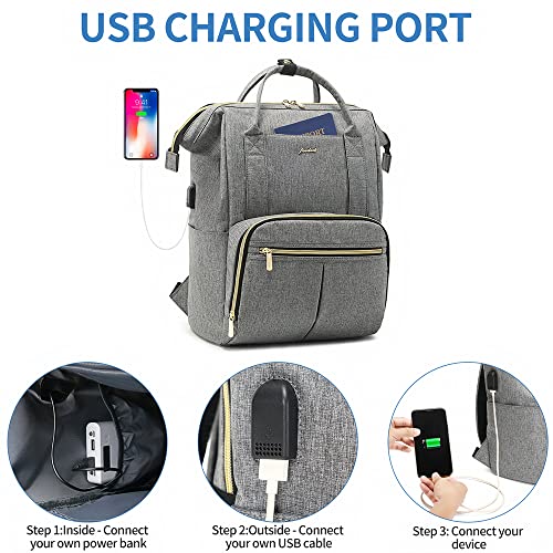 Focdod Laptop Backpack for Women Travel Backpack Nurse Bags for Work 15.6 Inch Computer Daypack Waterproof Backpack with USB Charger for College Teacher Business