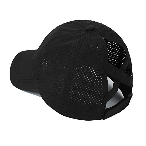 Bonvince Womens Criss Cross Ponytail Hat Quick Drying Baseball Cap Sun Hats UV Protection Sport Hat Black/White