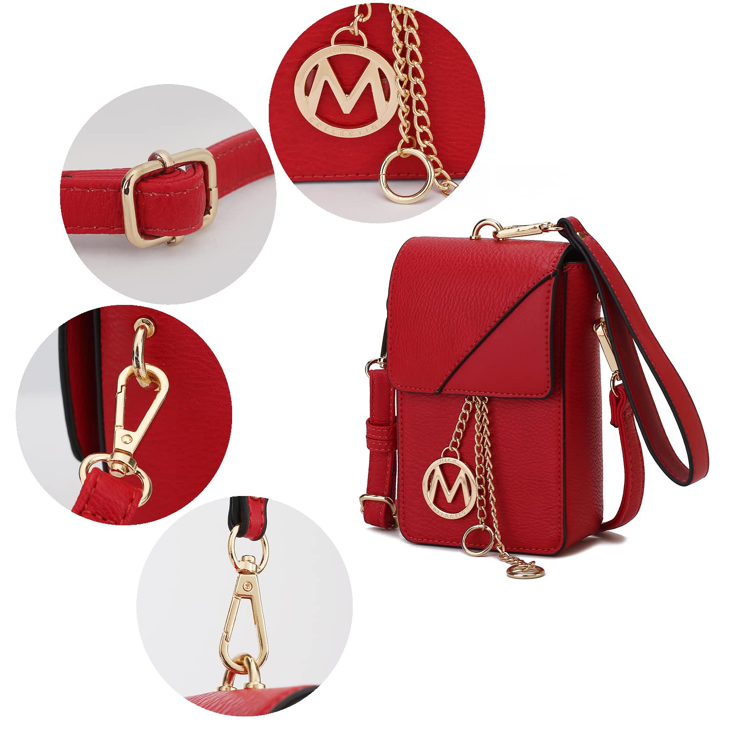 MKF Collection Crossbody Cellphone Purse for Women – PU Leather Wallet Handbag, Wristlet Strap Clutch Bag Card Slots Black