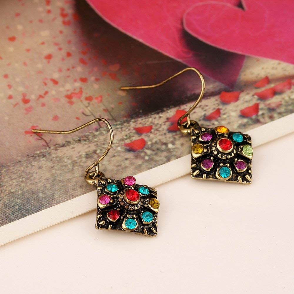 Bohemian National Style Earrings, OYEFLY Diamond Earrings Retro Rhinestone Ear Stud Earrings Jewelry Eardrop Gift