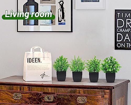Der Rose Set of 4 Packs Small Fake Plants Mini Artificial Faux Plants Indoor for Bathroom Farmhouse Room Table Decor