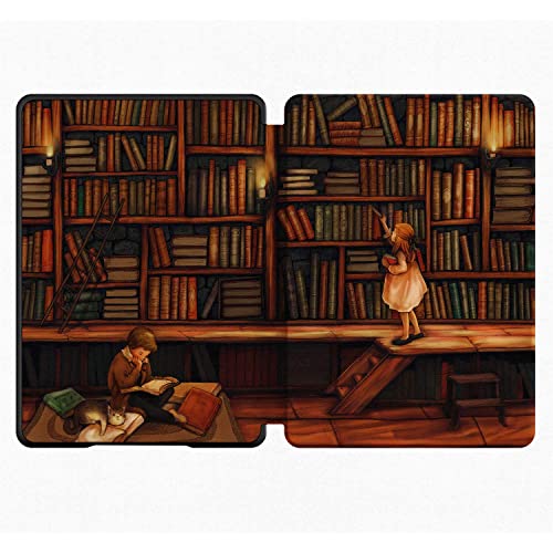Ayotu Case for Kindle (10th Gen, 2019 Released) - PU Leather Cover with Auto Wake/Sleep-Fits Amazon Kindle 2019 (Will not fit Kindle 2022, Kindle Paperwhite or Kindle Oasis),The Library