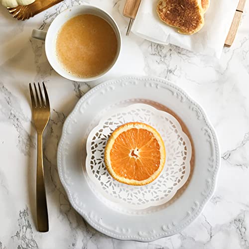 DEFUTAY 100 Pack Round Paper Doilies,White Lace Placemats for Cakes,Fried Food,Grilled,Baked Treats(4.5 In)