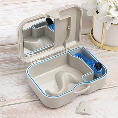 ENDYAK 1pc Denture Case Denture Storage Container Denture Box Denture Cleaning Case False Teeth Container with Inner Mirror
