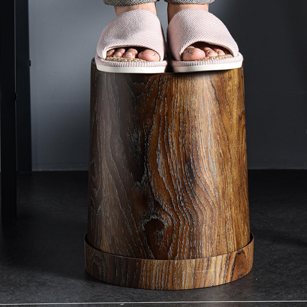 Hotel Kitchen Waste Bins Decorative Round Trash Can Plastic Wood Small Wastebasket Garbage Container Bin Trash Can Pail for Bathroom Kitchen Garbage Containers Indoor Bathroom Waste Basket