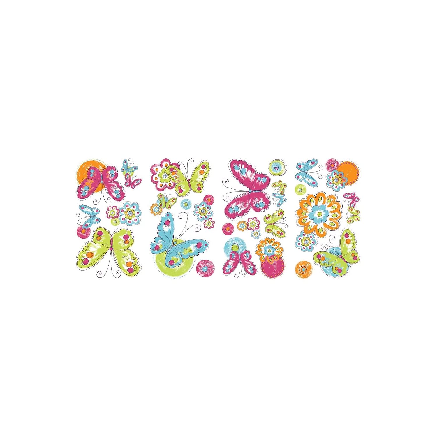RoomMates RMK2325SCS Vibrant Brushwork Butterfly Peel and Stick Wall Decals